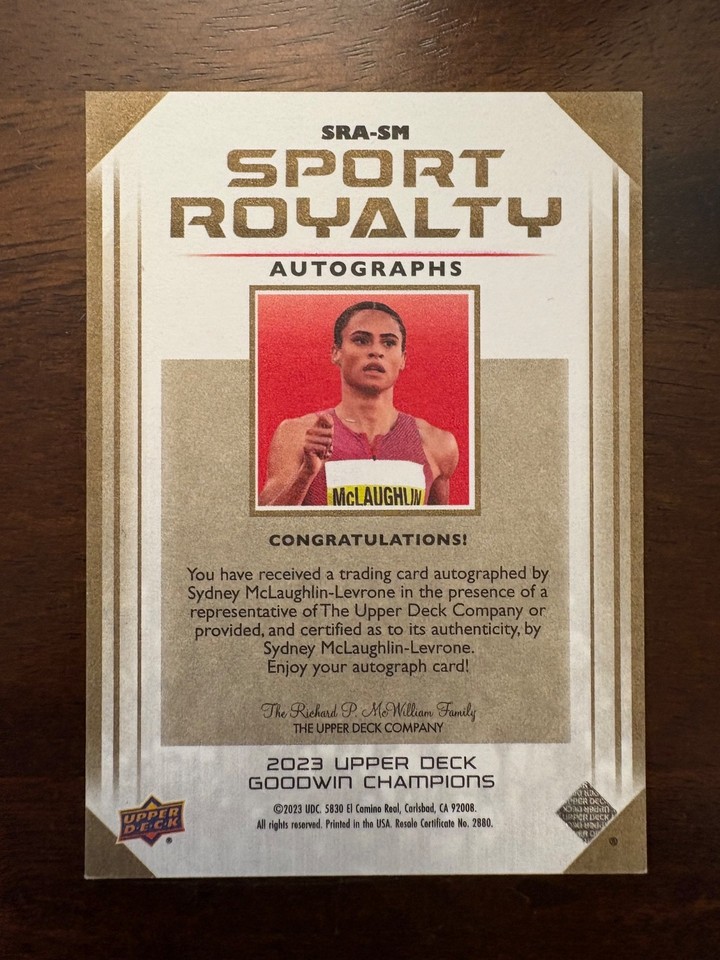 2023 Goodwin Champions Goudey Sport Royalty Sydney McLaughlin-Levrone ...