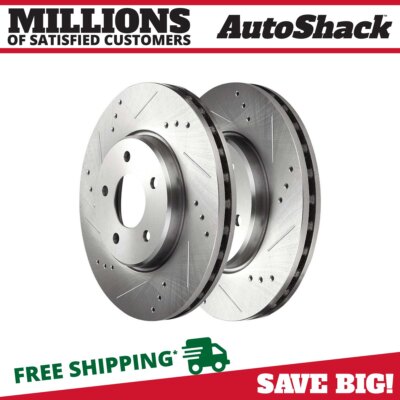 Front Drilled Slotted Brake Rotors Silver Pair 2 for Ford Explorer ...