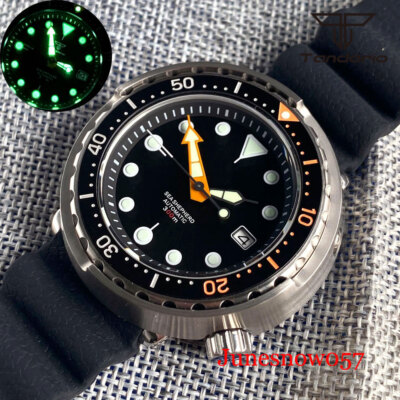 Diver 300M 46.5mm Watch Case Green Luminous Dial Men For Watch NH35A ...