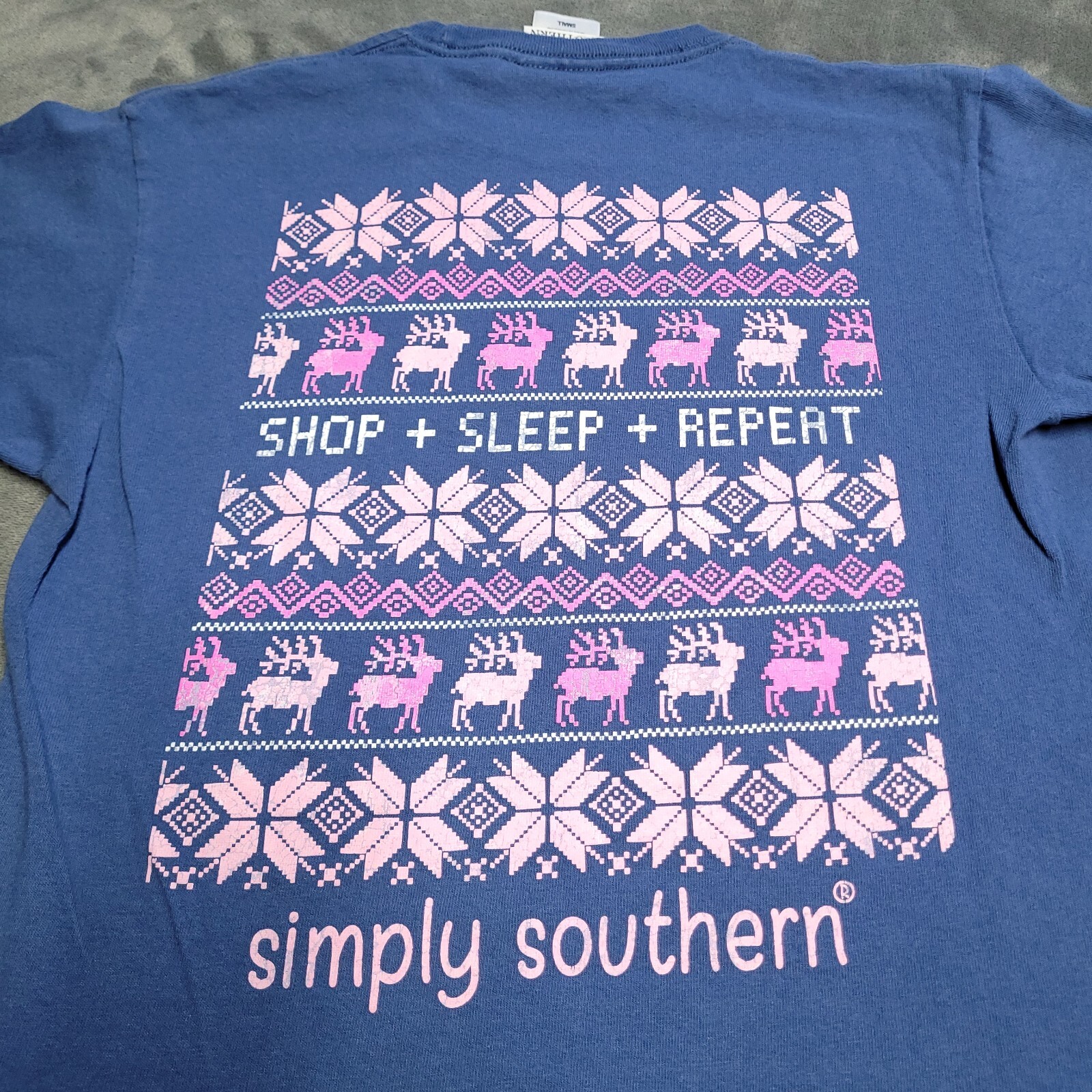 Simply Southern Christmas Shop Sleep Repeat Womens Shirt Size S Holiday ...