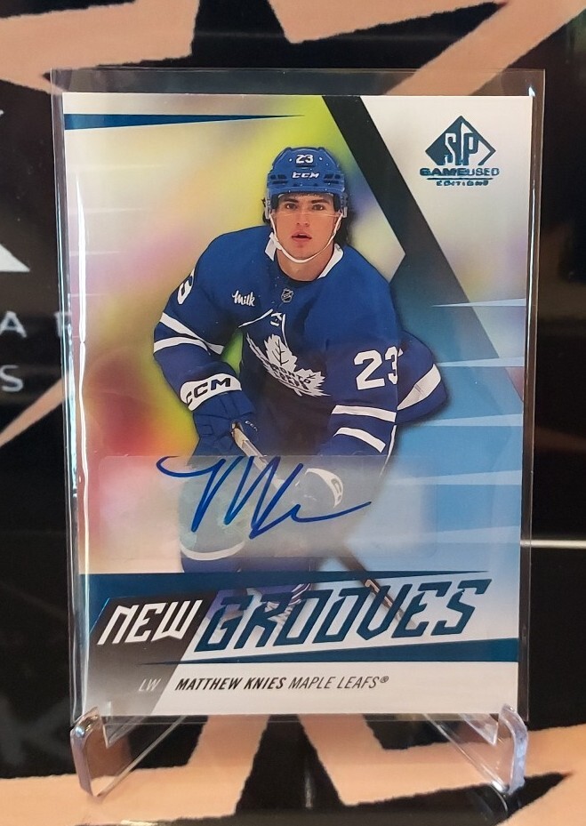 MATTHEW KNIES 2023-24 SP Game Used NEW GROOVES ROOKIE AUTOGRAPH blue ...