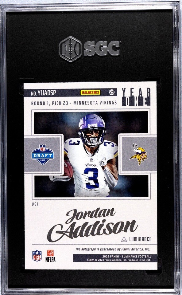 Jordan Addison 2023 Luminance Rookie Autograph Year One SP Auto SGC 10 ...