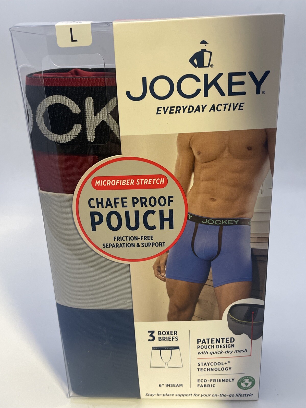 Underwear Jockey Microfiber Stretch Boxer Brief Size L | eBay