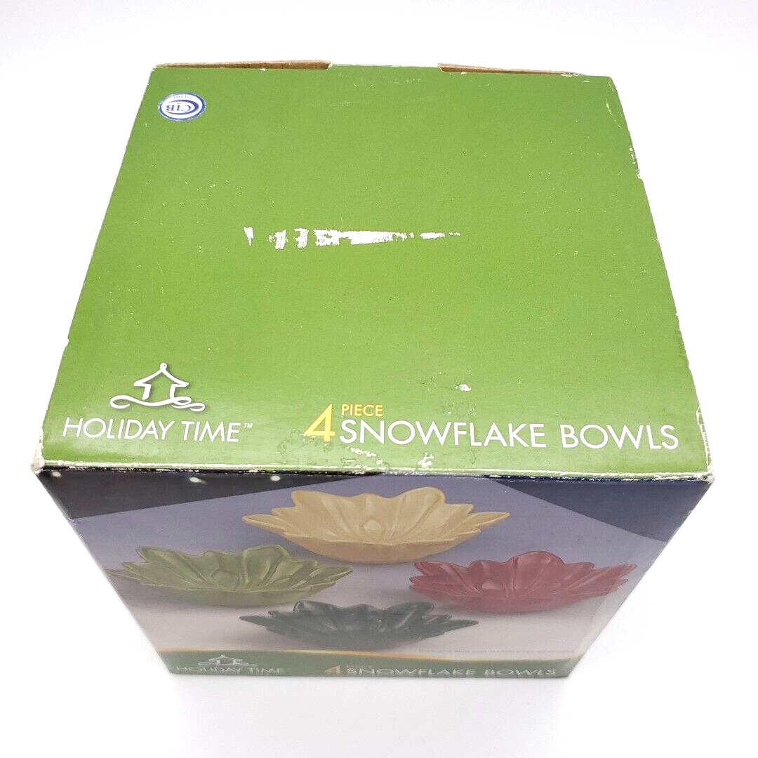 Snowflake Bowls Set of 4 Christmas Holiday Time Ceramic for sale online ...