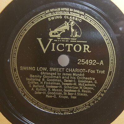 BENNY GOODMAN ROLLINI Swing Low Sweet Chariot VICTOR 25492 EE- 78RPM ...