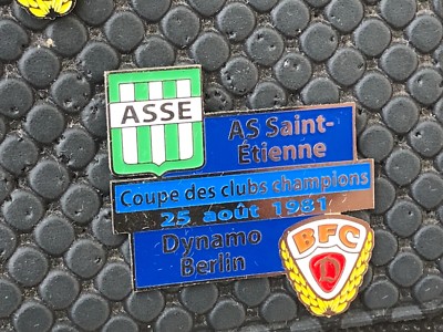 PINS BADGE FOOTBALL SOCCER ASSE SAINT ETIENNE VS DYNAMO BERLIN 1981 N ...