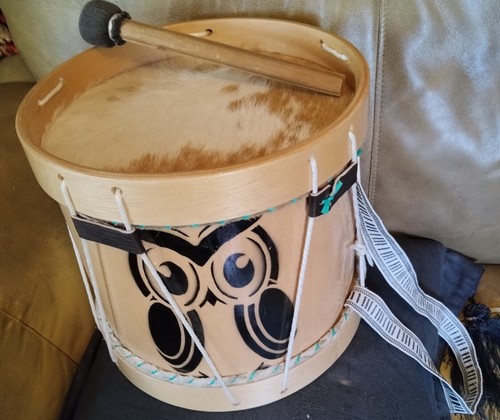 MAGNIFICENT NATIVE AMERICAN BOMBO DRUM FROM PERU HANDMADE HAIR ON NICE ...