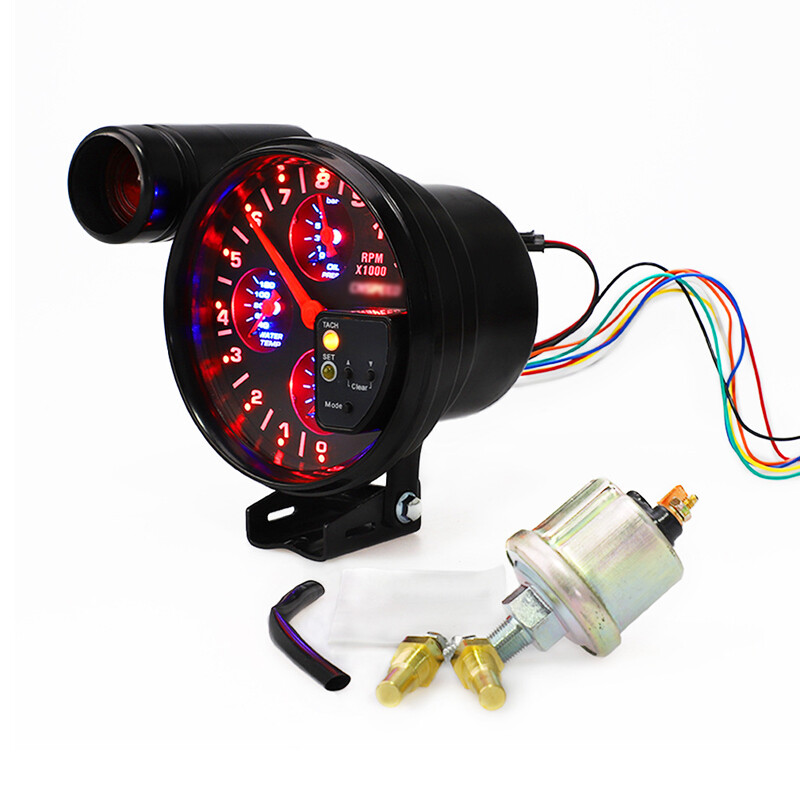 4in1 5" Tachometer RPM Meter Oil Pressure Water Oil Temp Gauge For 12V ...