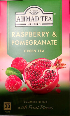 3 PACK AHMAD TEA Raspberry Pomegranate Green Tea 20 Tea Bags with Fruit ...