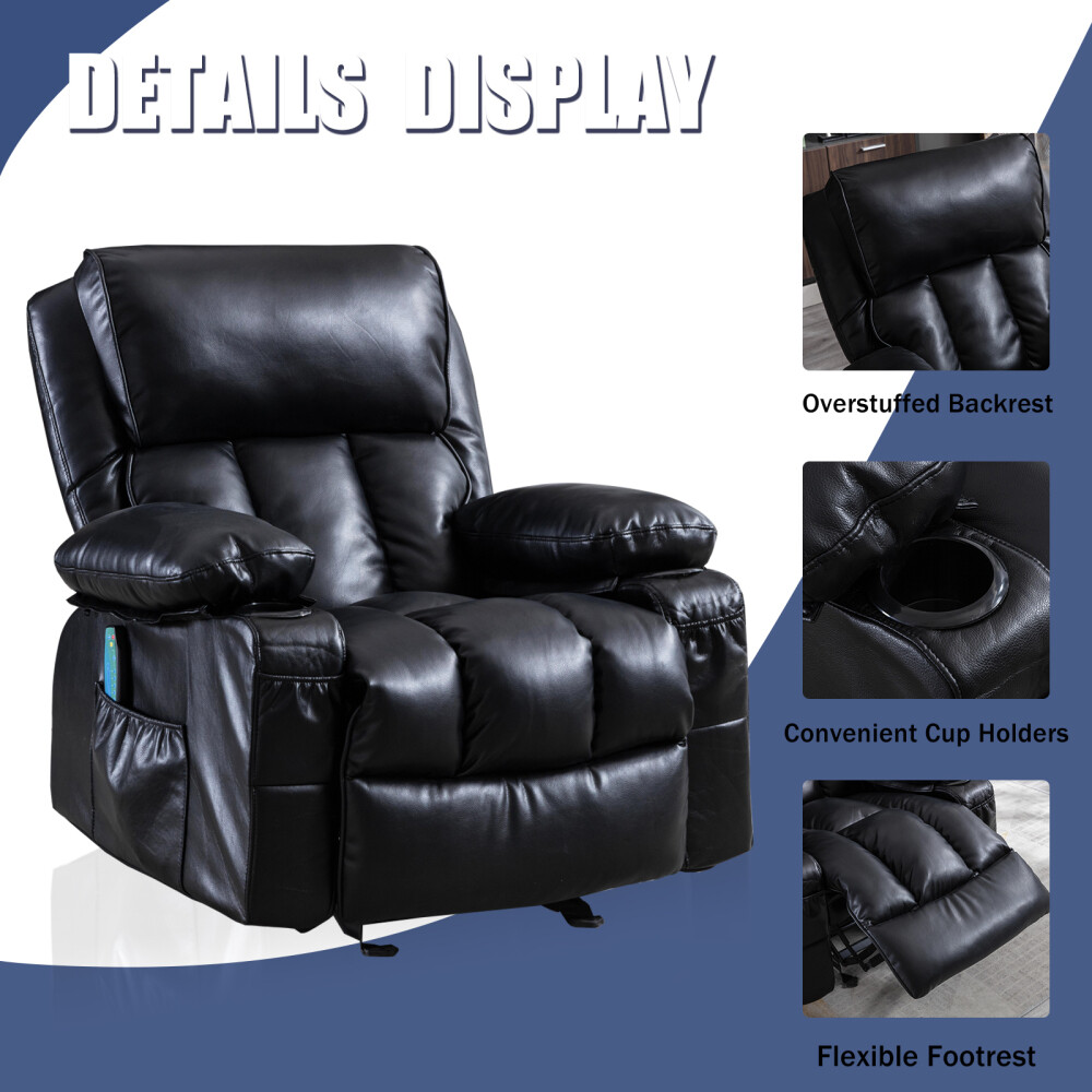 Recliner Sofa Chair Vibratory Massage Rocker Recliner Chairs Remote ...