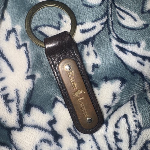 Polo Ralph Lauren Brown Leather Gold Pony Logo Keychain Key Fob USA ...
