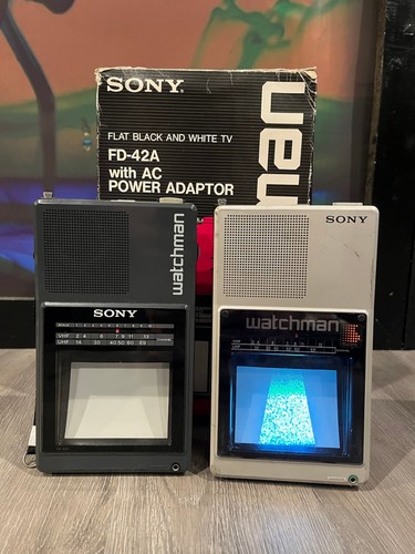 VINTAGE 1980's SONY WATCHMAN TV 4” CRT MODEL FD-40A AND FD-42A WITH BOX ...