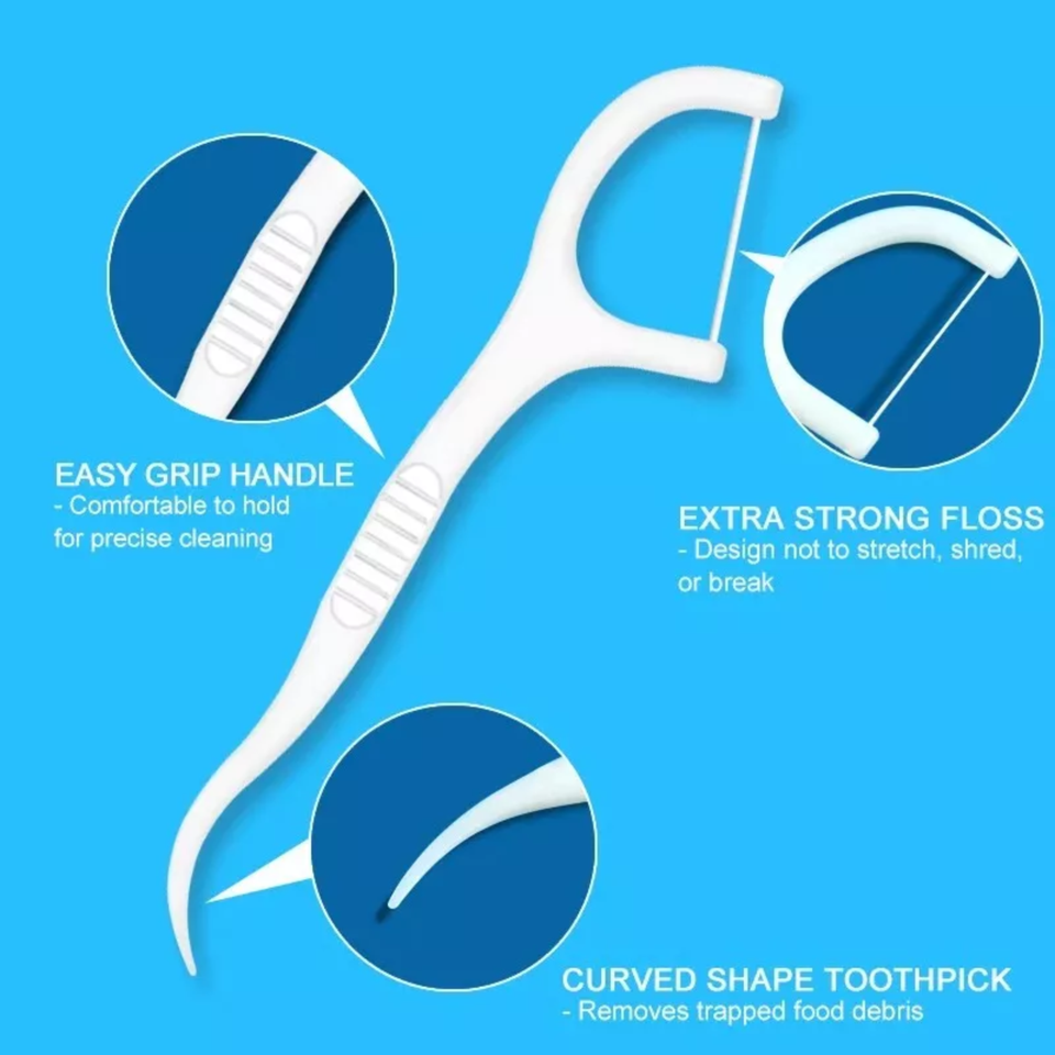 100 DENTAL FLOSS STICKS INTERDENTAL TOOTH HARPS TEETH PICKS ORAL PLAQUE ...