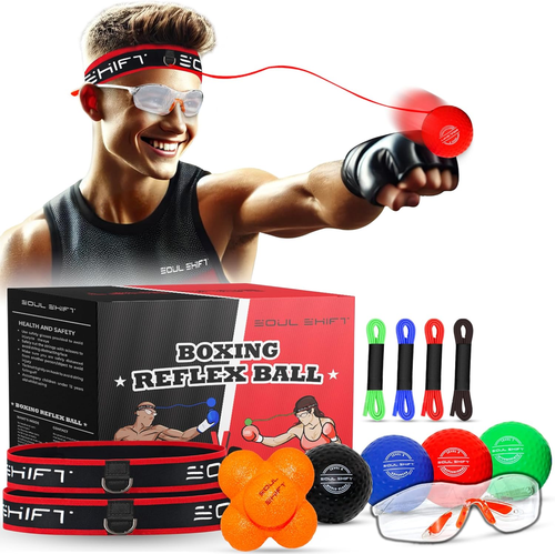 Soul Shift - 4 X Boxing Reflex Balls 2 X Headbands - Reaction Ball - Safety Glas 705353231520 | eBay