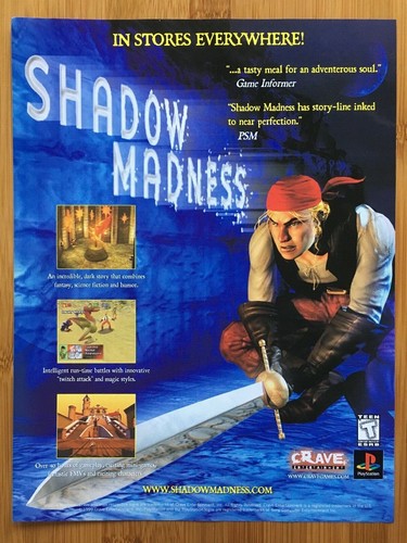 Shadow Madness PS1 Playstation 1 1999 Vintage Poster Ad Art Adventure Rare HTF | eBay
