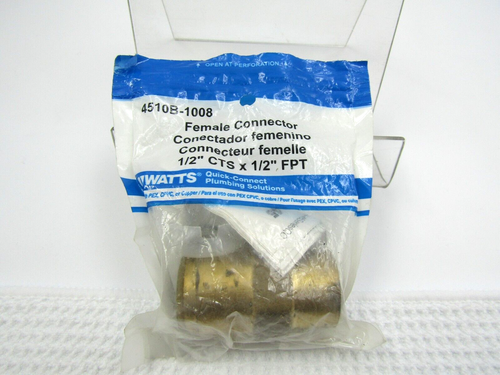Watts, 4510B-1008, Female Quick Connect Connector 1/2" CTS x 1/2" FPT ...