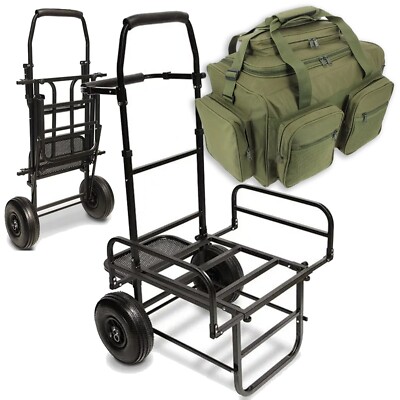 Carp Fishing Trolley 2 Wheel Compact Folding Lightweight +Tackle ...