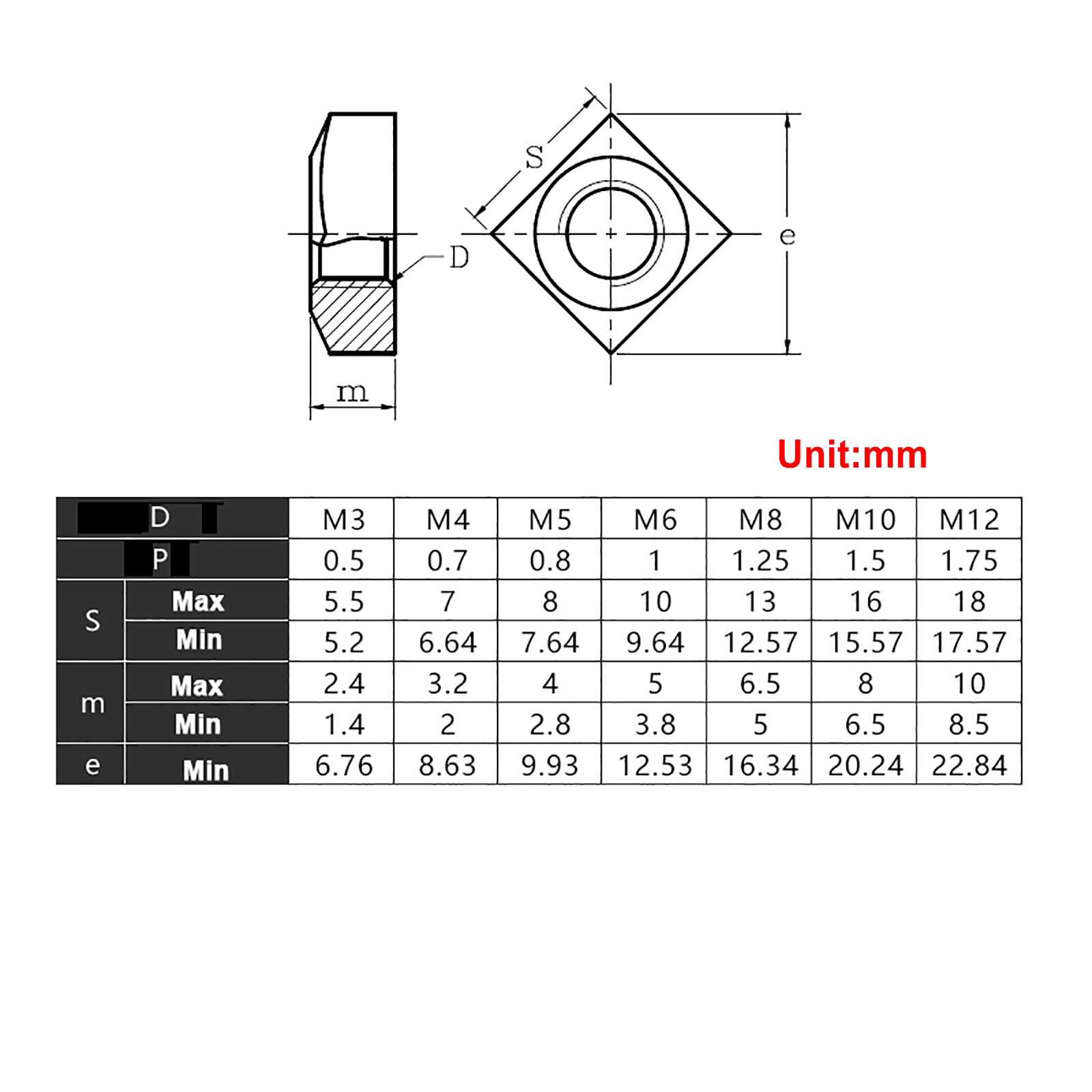 Square Nuts Slide Nut M3 M4 M5 M6 M8 Color/White Zinc-plated Steel GB39 ...