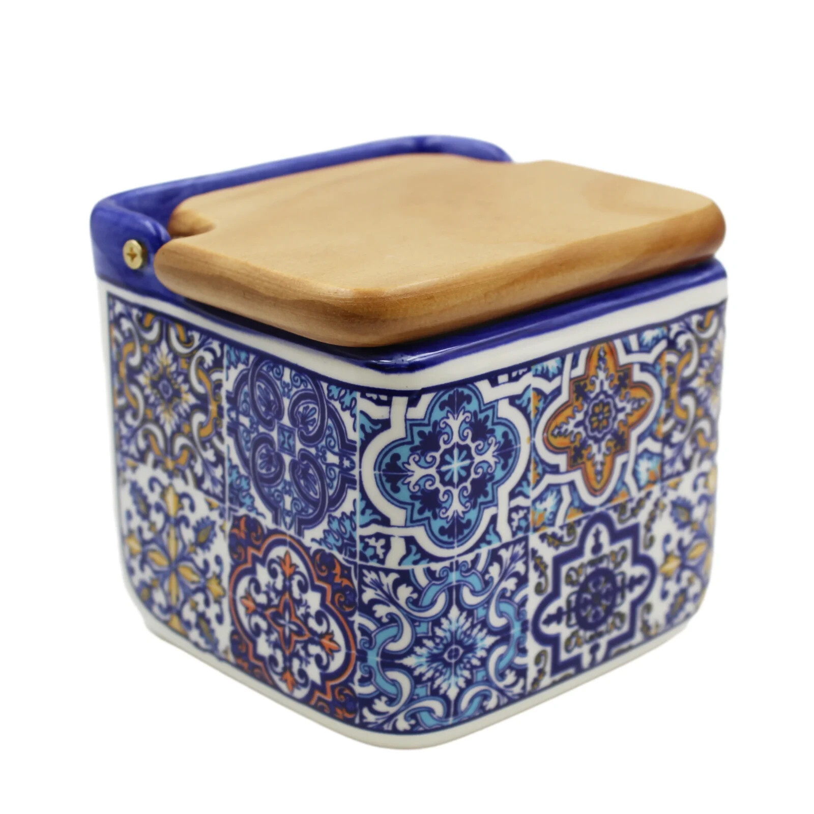 Tradtional Blue Tile Azulejo Ceramic Salt Holder with Lid, Made in ...