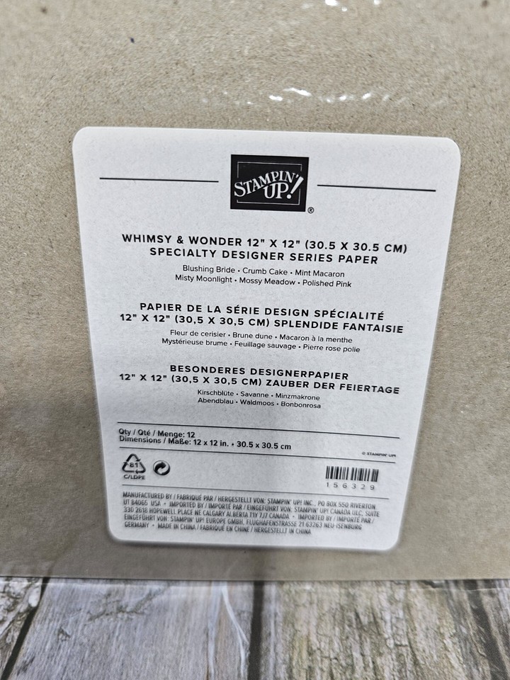 Stampin’ Up! WHIMSY & WONDER DESIGNER SERIES PAPER New 12 sheets 12 x ...