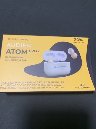 Audien ATOM PRO 2 Wireless Rechargeable OTC Hearing Open Box W/ Third ...