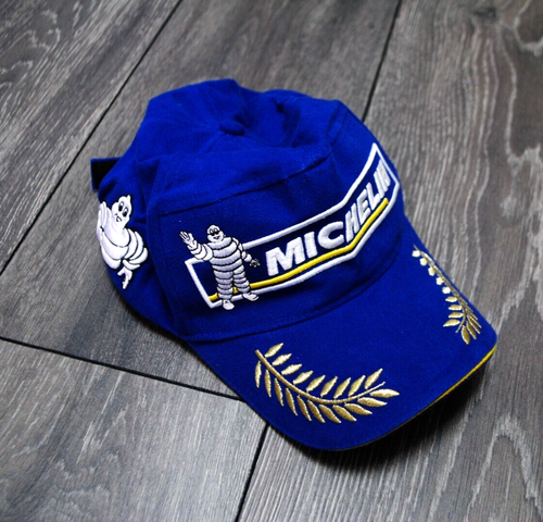VINTAGE MICHELIN MAN TIRES PODIUM RACING HAT BLUE CAP ADJUSTABLE STRAP ...