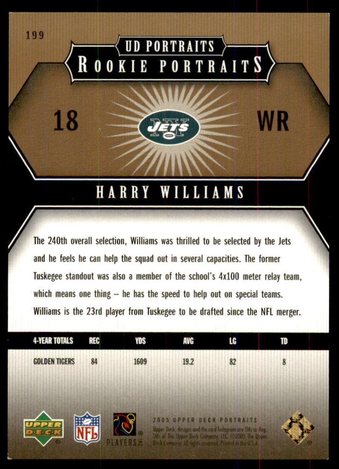 2005 Upper Deck Portraits #199 Harry Williams #/75 Gold | eBay
