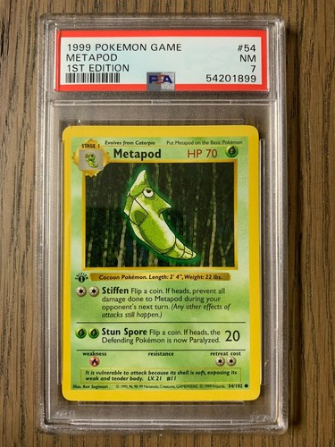 PSA 7 - Pokemon METAPOD - 1st EDITION Shadowless Base Set - 54/102 ...