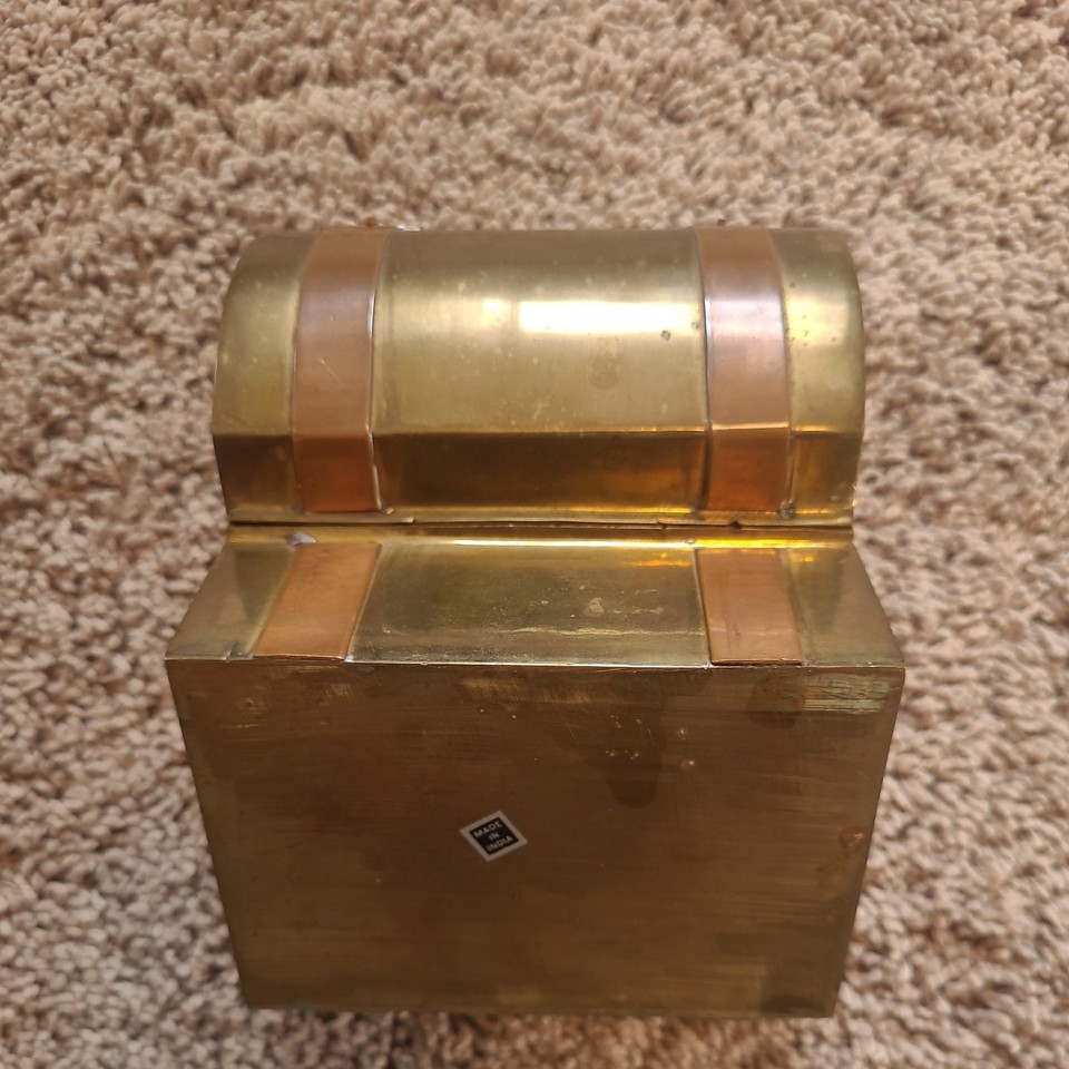 Vintage Copper and Brass Half Round treasure, trinket, storage chest ...