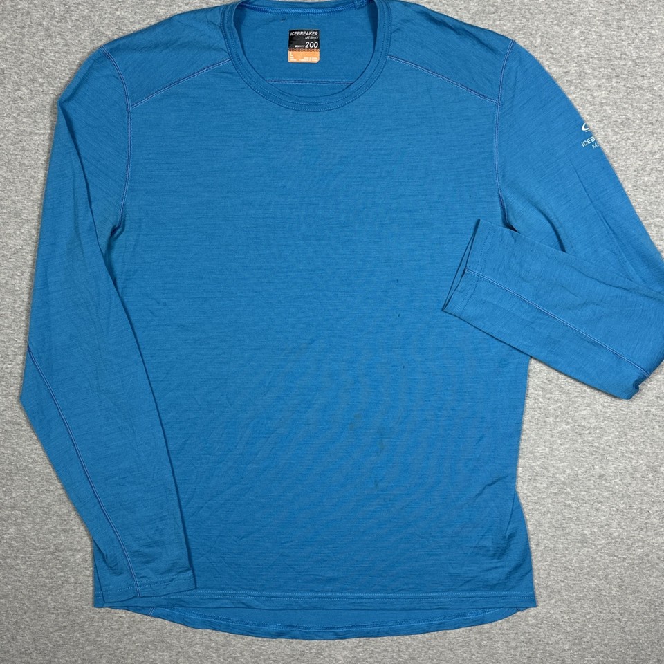 Icebreaker T Shirt Men Large Merino Wool 200 Base Layer Thermal Long ...