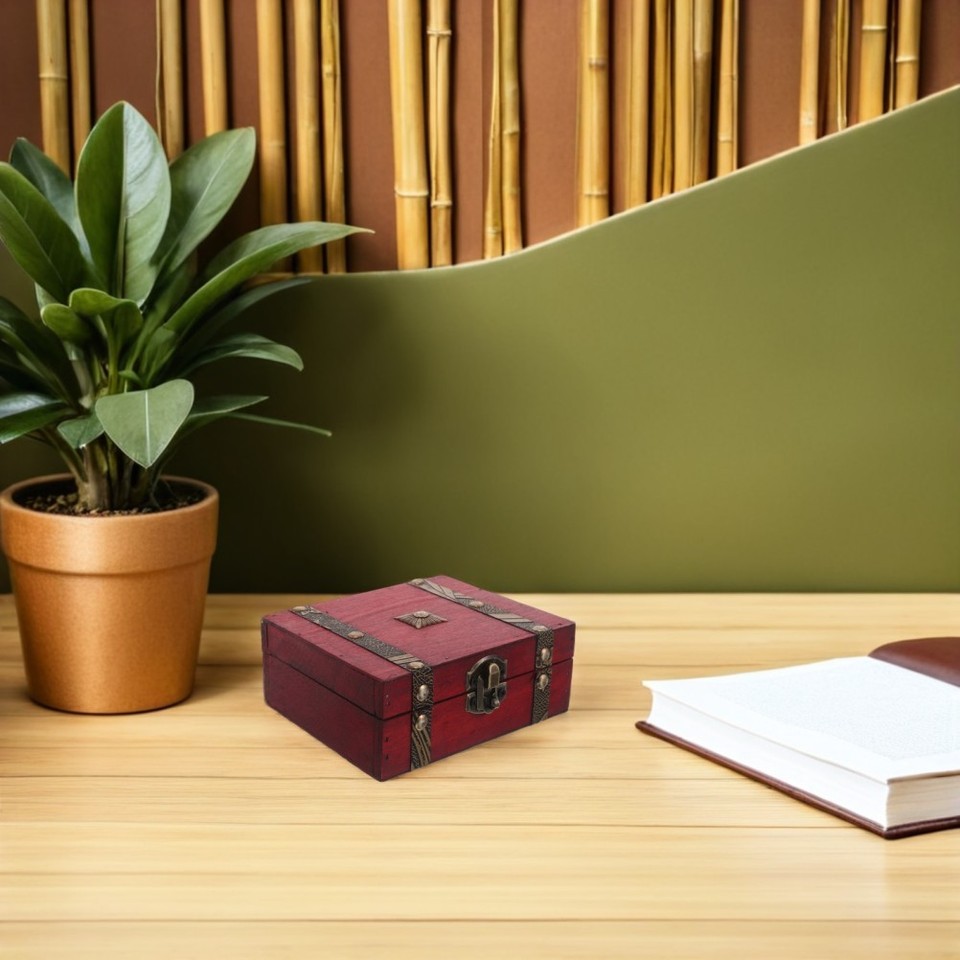Wooden Treasure Chest With Lock – Wood Box With Lid Rustic Storage ...