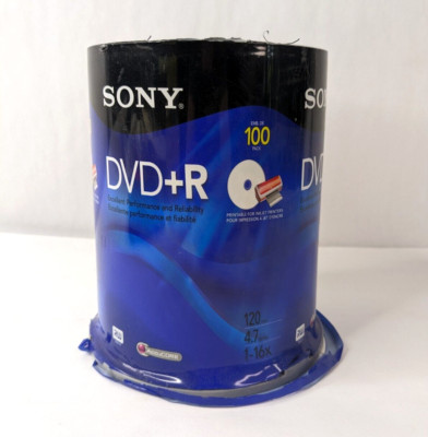 Sony DVD+R 4.7GB 100 Pack 120min 1-16X Optical Media Storage | eBay