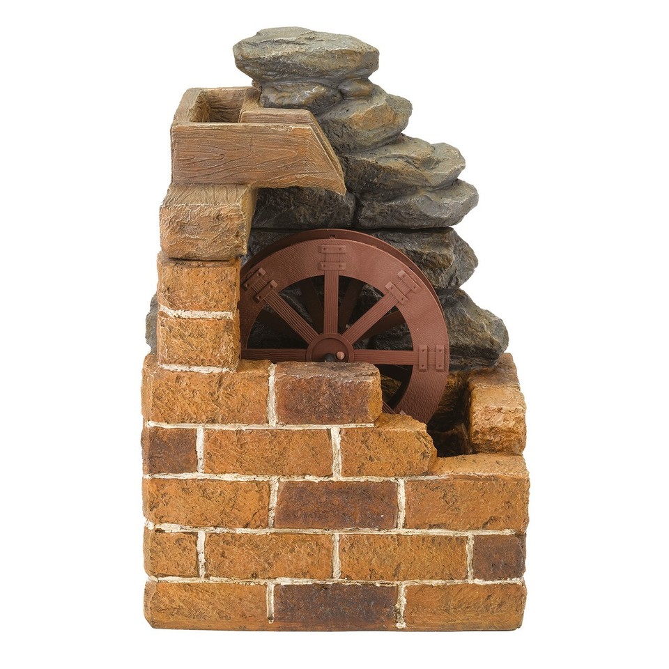 Heywood Watermill Solar Powered Fountain Outdoor Garden Cascading Water ...