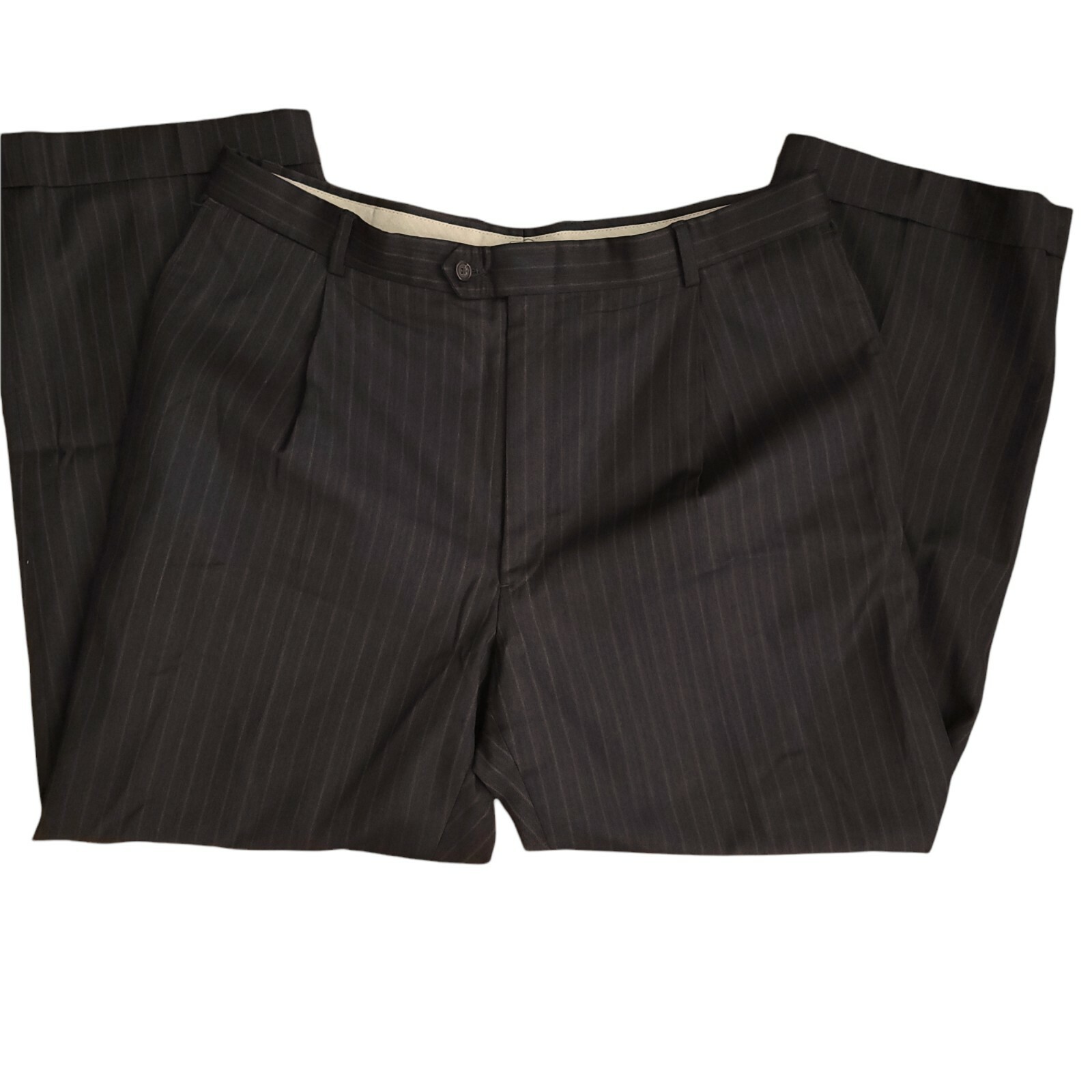 Mens Brown Striped Dress Pants Slacks Trousers Daniel Cremieux Pleated ...