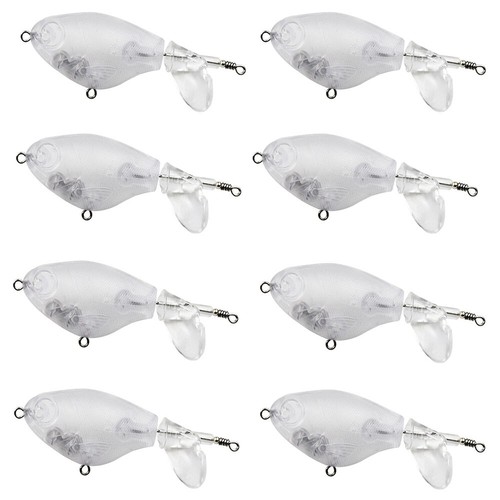 8x Unpainted Whopper Popper 75mm Bass Fishing Lures Rotating Tail Blank ...