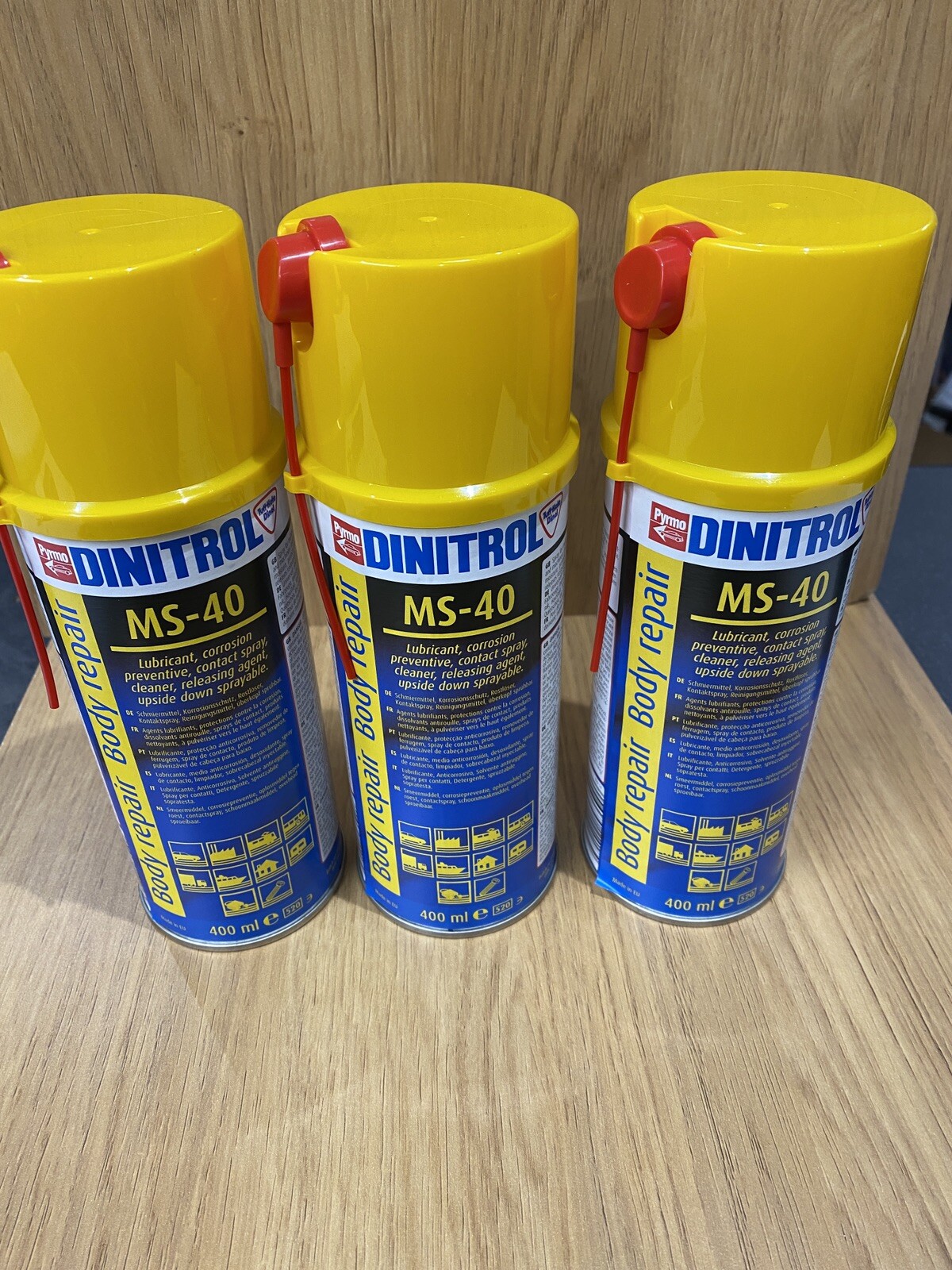 3 X DINITROL MS 40 RUST PROTECTION SPRAY 400ml AEROSOL with 100mm Straw ...