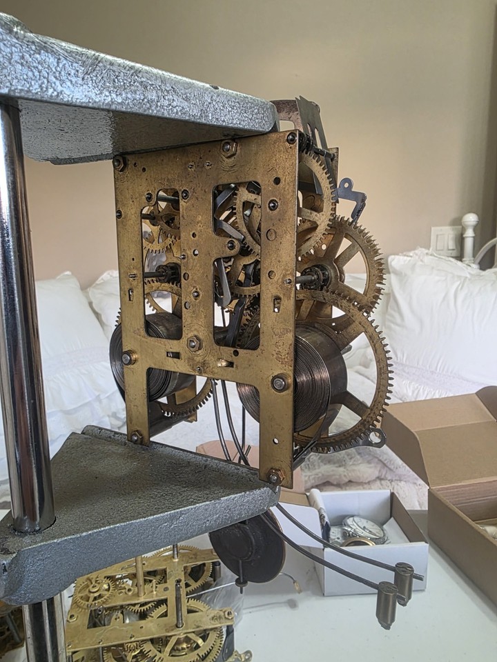 Ingraham 25 Clock Movement. 2 Strikers. Works. No Pendulum Or Key. | eBay