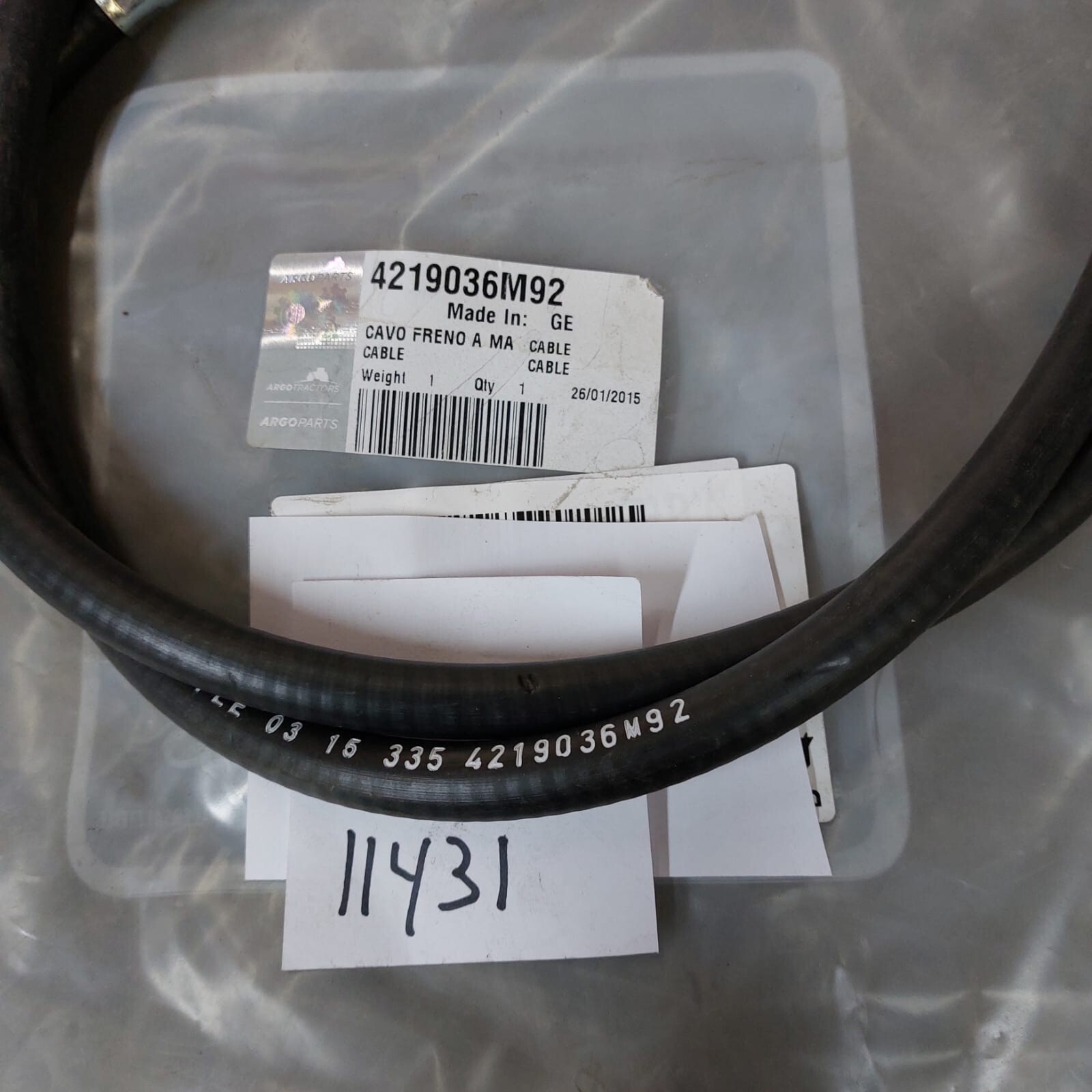 NOS TRACTOR PARTS 4219036M92 HANDBRAKE CABLE fit LANDINI | eBay