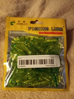 Hengjia T-Tail worm (grub) jig tails. 1 3/4 inches , 50 Pk. Green ...