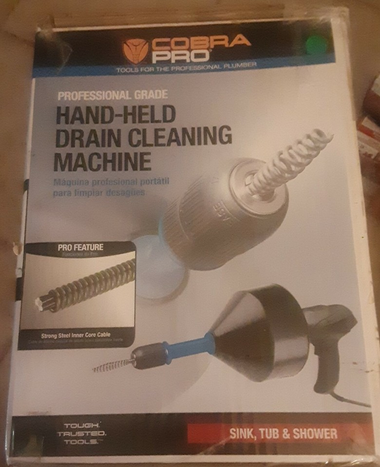 COBRA PRO - 5/16" X 25' Hand-Held Drain Cleaning Machine 1 to 3" Pipe ...
