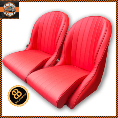 Pair Red BB Vintage Classic Bucket Seats Low Back Ideal HOT ROD / KIT ...