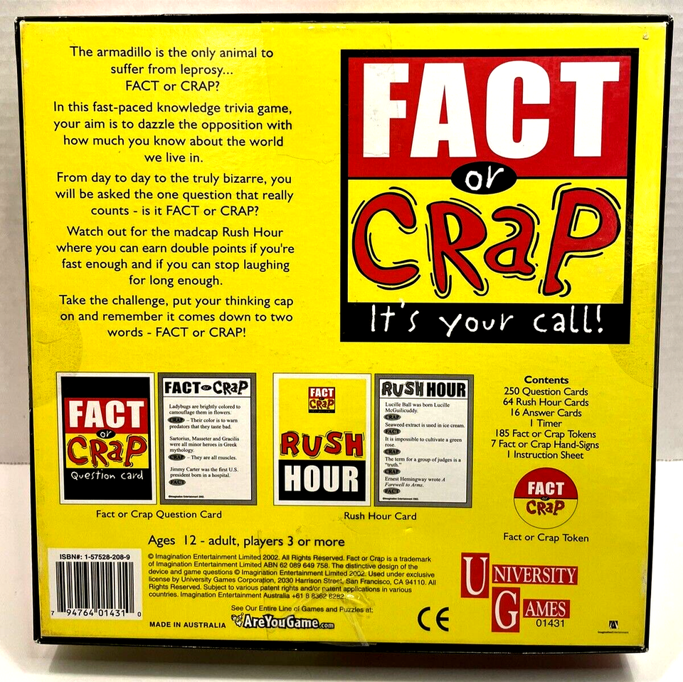 FACT OR CRAP "It's your call" Trivia Game FUN! | eBay