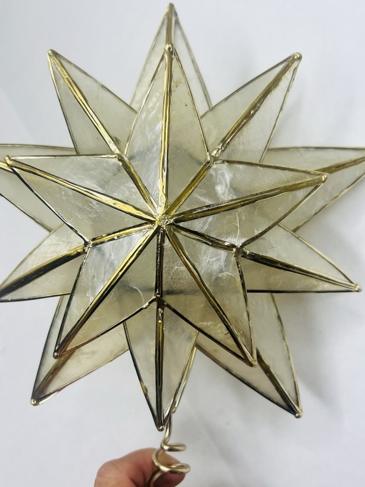 Capiz Shell Star Christmas Tree Topper Two Sided Triple 3D Stars Gold ...