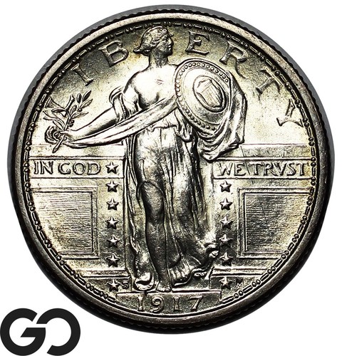 1917-S Standing Liberty Quarter Type 1, Full Head Rare This Nice, Gem ...