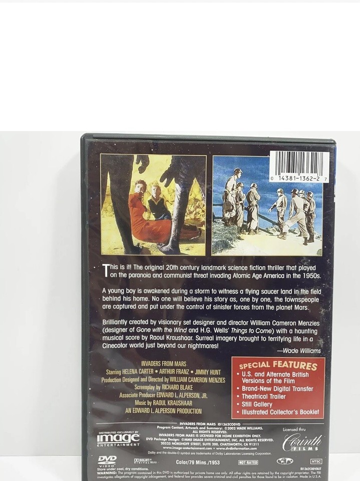 Invaders From Mars (DVD, 1953 Film) 50th Anniversary Special Edition w ...