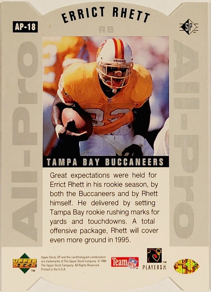 Errict Rhett 1995 Upper Deck SP Football ALL-PRO Die Cut Insert #AP-18 ...