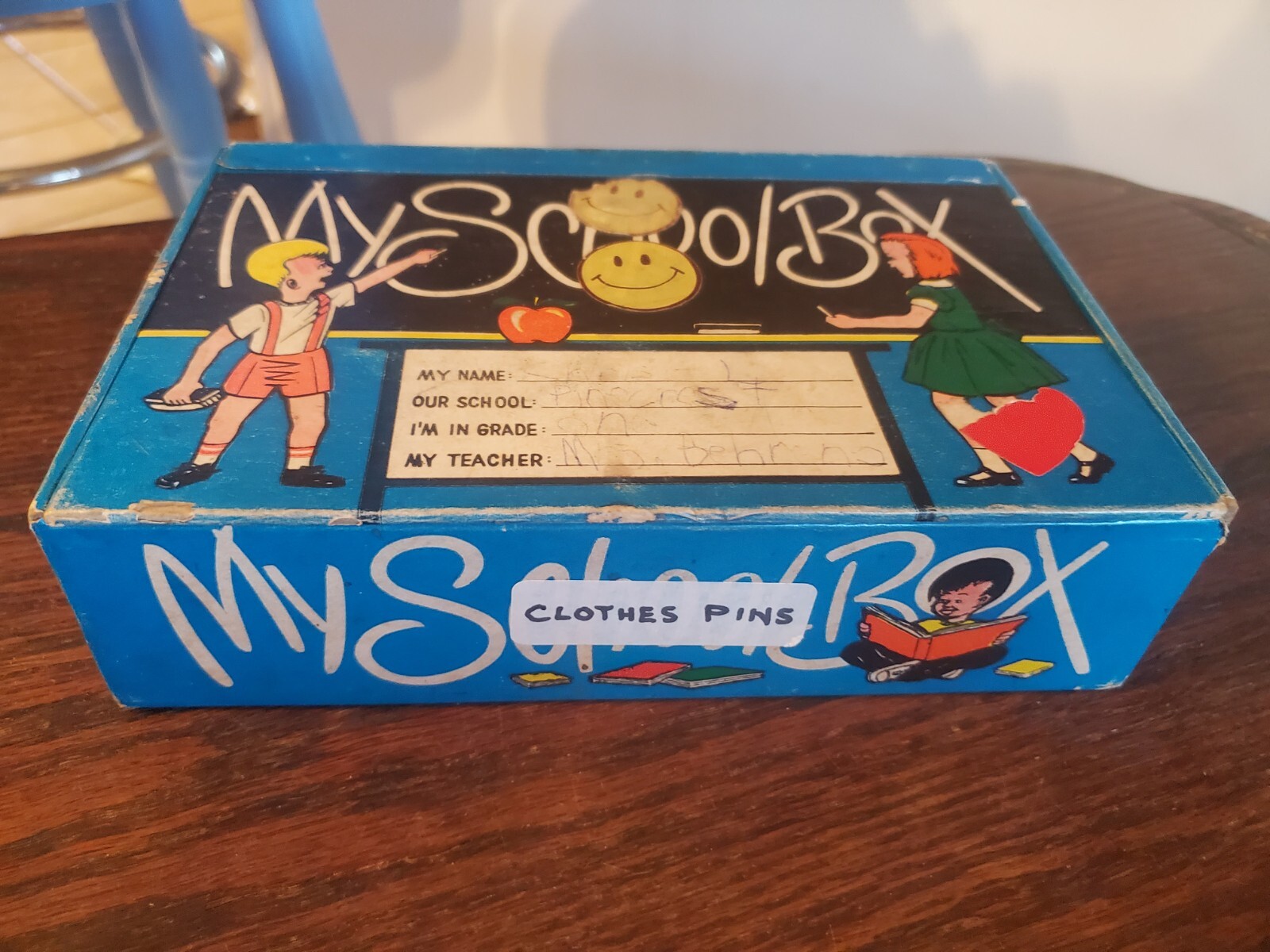 Vintage My School Box - School Supplies/Pencil Box With Pledge BLUE | eBay