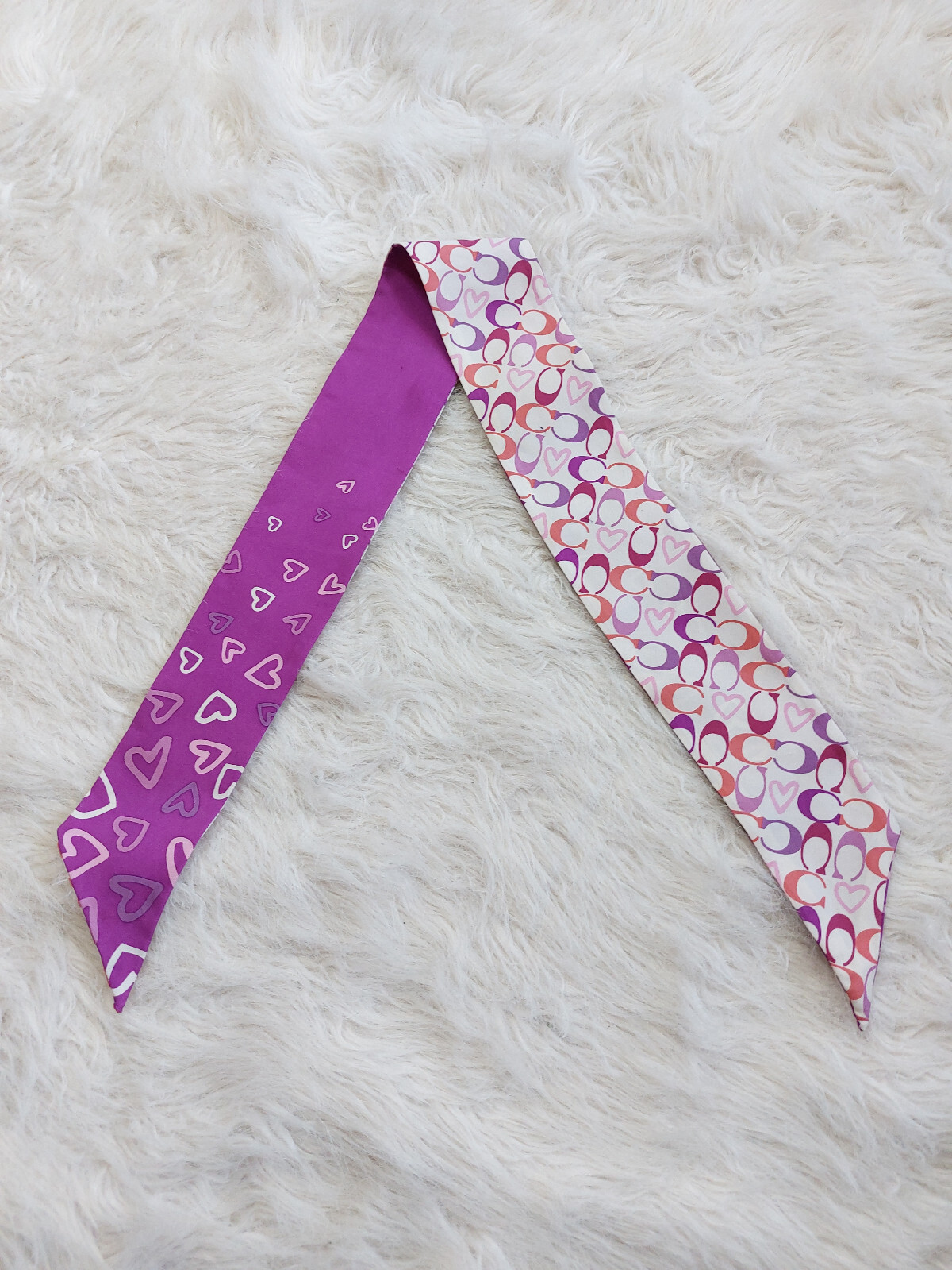 Coach Pink Signature Pattern Silk Head Scarf - Gem