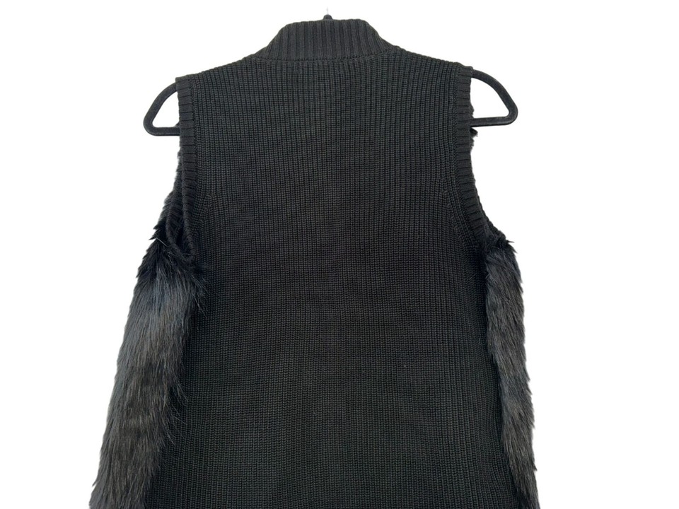 Calvin Klein Faux Fur Vest Gold Buckle Closures XS Black | eBay