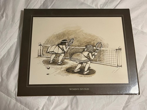 New Vintage Gary Patterson Women's Doubles Tennis Cartoon Art Print ...
